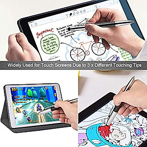 Glovion Multicolor Ballpoint Pen with Stylus Tip, 2 in 1 Ink Writing Pens Carbon Fiber Stylus Pen with 3 Replacement Stylus Tips Refills for Touch Screens Android iPhone ipad Apple Chromebook