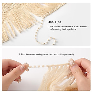 10 Yards Cotton Tassel Fringe Trim - AWAYTR 5 Inches Wide Sewing Fringe Trim for DIY Curtain Clothing Dress Pillow Craft Ribbon (Beige,12cm)