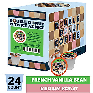 Double Donut Decaf French Vanilla Coffee Pods, Medium Roast Single Serve French Vanilla Bean Decaf Flavored Coffee Pods For Keurig K Cup Brewers, 24 Count