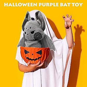 ELAINREN Crazy Gray Bat Plush Toy Halloween Bat Stuffed Soft Pillow Cartoon Furry Bat Plushie Dolls Gifts/13.7''