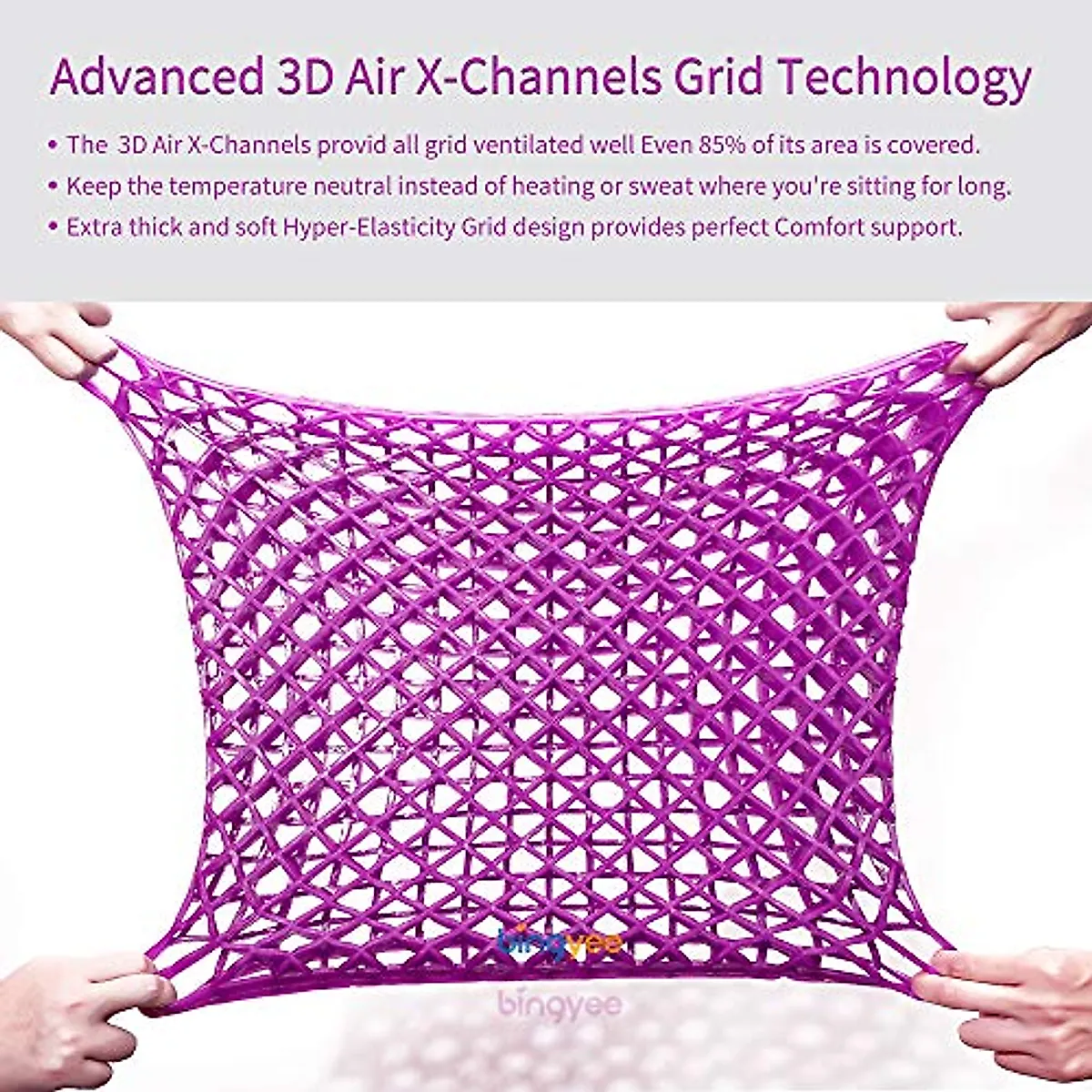 Bingyee Gel Seat Cushion 1.8 Inch Cooling Gel Double Seat Cushion for Pressure Relief Orthopedic Chair Pads for Home Chair Office Chair Car Seat Cushion Sweatless Bottom for Long Sitting