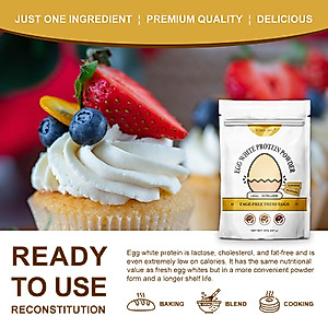 Orgnisulmte Egg White Protein Powder 8 Oz, Pasteurized Dried Egg Whites Protein, Gluten-Free, Non-GMO, Unflavored, Free Range High Whip for Baking, Desserts 227g