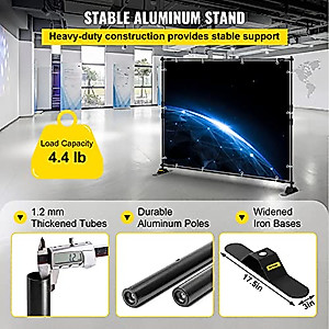 VEVOR 8 X 8 Ft Banner Stand Adjustable Height and Width Display Backdrop Lightweight Portable Trade Show Wall for Photography
