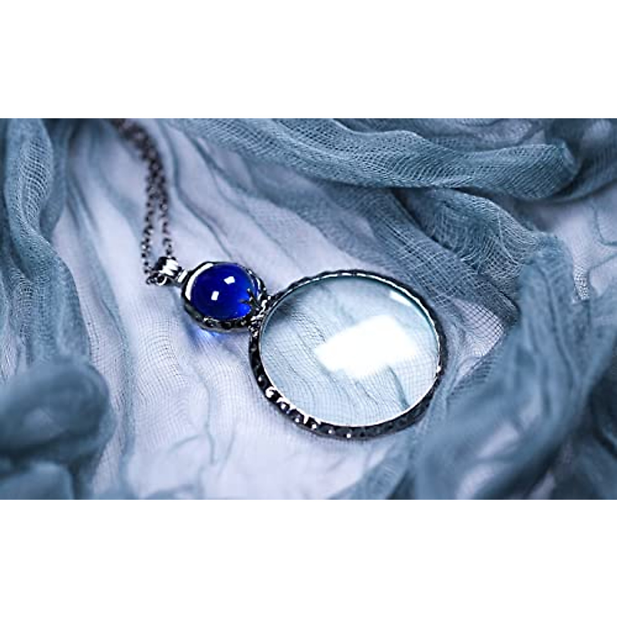 Magnifying Glass Necklace,Jiulory 10x Magnifying Glass Pendant Purple, Long Chain Glass Lens Magnifier Necklace Mama Necklace Collar for Women for Library,Reading,Zoom,Jewelry