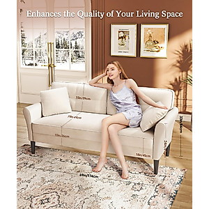 Kidirect 69" White Couch, Loveseat Sofa, Couches for Living Room, Comfy Sofas for Living Room 3min No Tool Fast Assembly, Small Couch for Bedroom, Modern Velvet Sofa Couch for Apartment Office