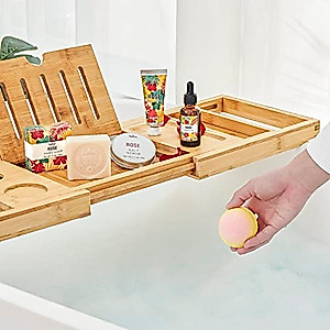 Spa Gifts for Women, Gift Set, Self Care Kit, Birthday Gifts, 5pc Rose Bath Sets Include Massage Oil, Bath Bomb, Salt Scrub, Soap, Hand Cream, Christmas Gifts for Mom