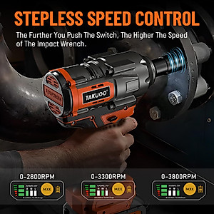 Takuoo 1300N.m(960Ft-lbs) Cordless Impact Wrench High Torque, 1/2" 21V Brushless Impact Gun w/2x 4.0AH Battery Fast Charger, Electric Power Impact Wrench for Truck RV Heavy-duty, 5 Sockets, Tool Box