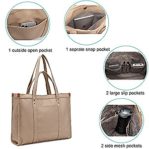 Women’s Vegan Leather Tote Bag 15.6 Inch Laptop Bag with Compartment Large Handbag Purse
