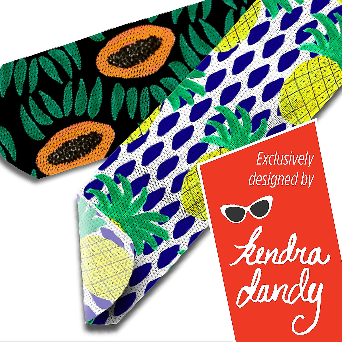 Curad Kendra Dandy Designer Adhesive Fabric Bandages (90 Count), 2 Colorful Patterns - Pineapples and Papayas, First Aid Bandages are .75" x 3", 30 Count Boxes (3 Pack)