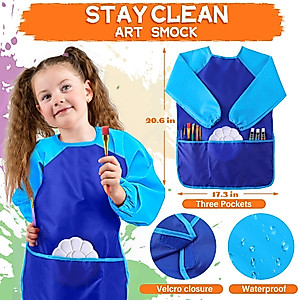 POPYOLA Acrylic Paint Set for Kids, Non Toxic Kids Painting Set with Tabletop Easel, Acrylic Paints, Smock, Canvases, Wooden Stencils, Brushes, Painting Kit Gift for Beginner Student Toddlers