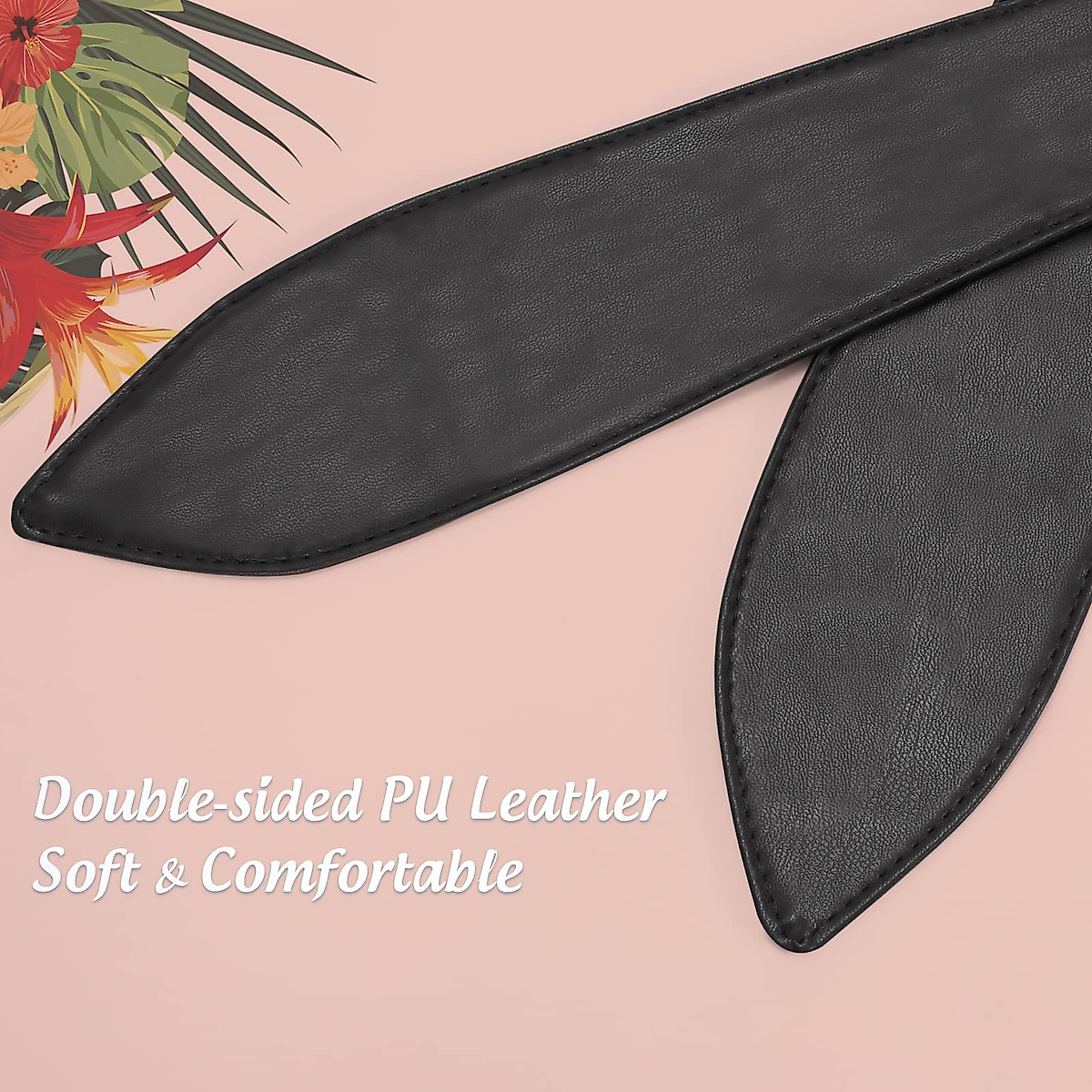 WHIPPY Women Obi Belt Fashion Wrap Around Wide Waistband Knotted Cinch Belt for Dress, Black, L