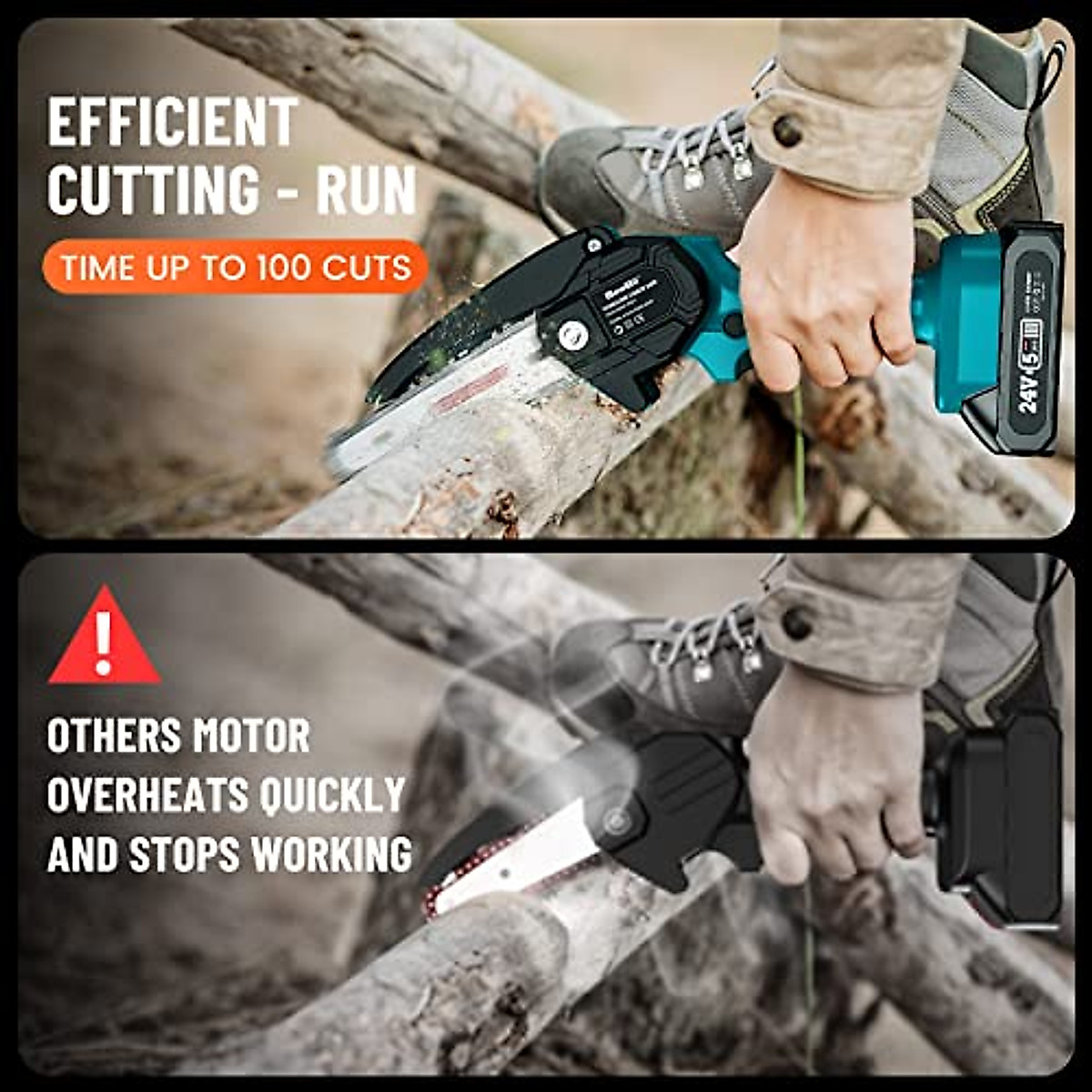 Mini Chainsaw 6-inch Mini Chainsaw Cordless 𝟭𝟮 Pc Tool Set, Seesii Battery Chainsaw with 2x Big Batteries, 2.62lbs Handheld Electric Power Chain Saw with Safety Lock for Tree Trimming Wood Cutting
