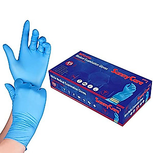 1000Pcs SunnyCare 8200 Blue Nitrile Medical Exam Gloves Powder Free Chemo-Rated (Non Vinyl Latex) 100/box;10boxes/case Size: X-Small