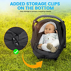 Orzbow Universal Baby Car Seat Sun Shade, Infant Car Seat Sun and Sleep Shade Cover with Storage Bag, Breathable and Blocks UP to 99% of The Sun's Rays(UPF 50+), Protects Babies from Sun's Rays, Black