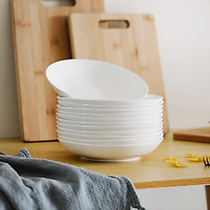 Brew To A Tea BTaT- White Pasta Bowls, Set of 12, Salad Bowls, Pasta Bowl, White Bowls, Pasta Plate, Dinner Bowls, Bowl Plates, Plate Bowls, Soup Bowl, Pasta Dishes, Porcelain Bowl