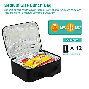 kissleaf Insulated Lunch Bag, Reusable Freezable Lunch Box for Men Women, Leakproof Cooler Small Lunch Bag with Adjustable Shoulder Strap for Adults