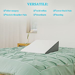 Touchutopia Bed Wedge Pillow for Sleeping, 12" 24" 24" Triangle Cooling Memory Foam Top, Elevated Support Wedge Pillow - Removable Washable Cover