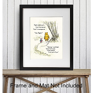 Winnie Wall Art & Decor - Pooh Kids Wall Art - Girls Bedroom Decor - Little Boys Room Decor - Baby Nursery Decor - Wall Decor for Toddlers - Inspirational Positive Quotes A. A. Milne Poster 8x10