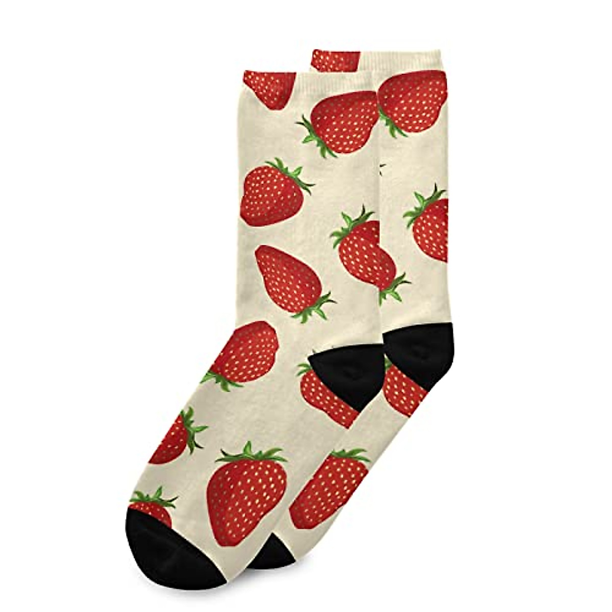 xigua Strawberries Pattern Mid-Length Men's and Women's Socks,Running, Cycling,Athletic Toe Socks