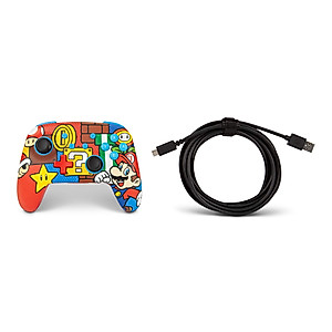 PowerA Enhanced Wireless Nintendo Switch Controller - Mario Pop, Rechargeable Switch Pro Controller, Immersive Motion Control and Advanced Gaming Buttons, Officially Licensed by Nintendo
