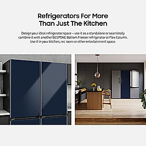 SAMSUNG 12.0 Cu Ft BESPOKE Compact Refrigerator w/ Bottom Freezer, Flexible Slim Design for Small Spaces, Even Cooling, Reversible Door, LED Lighting, Energy Star Certified, RB12A300641/AA, Navy Glass
