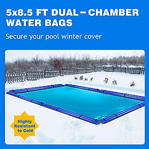 8.5 Ft Double Chamber Pool Water Bags, Water Tubes | Pool Cover Weights for Inground Pool Cover, Extra Durable 0.4mm PVC Water Weight Bags with Screw Caps, Winter Pool Bags for Closing Kit -5 Pack