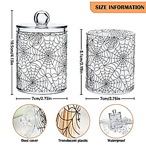 Sletend Halloween Spider Web Plastic Qtips Holder Bathroom Container Storage Holder Vanity Canister Jar for Cotton Swabs,Bath Salts,Makeup Sponges,Hair Accessories