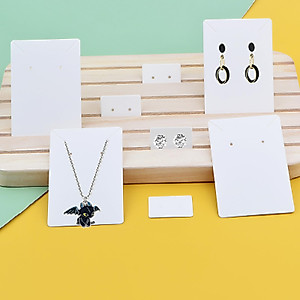 JMKTOOL Wood Earring Display Stand Set, 50pcs Earring Cards, 50pcs Necklace Earring Cards and 1pcs Wood Block Jewelry Display Holder for Selling Jewelry Organizer Displaying Photos Business Card
