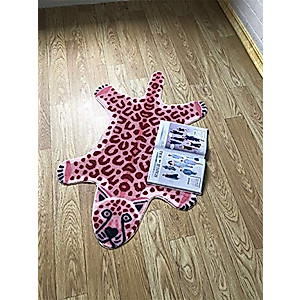 Leopard Print Rug Faux Animal Printed Cowhide Skin Rug Cheetah Area Rugs Carpet Cute Leopard Rugs for Playroom Livingroom, 43.2in L x 28.8in W / 2.4 x3.6 Feet (Pink)