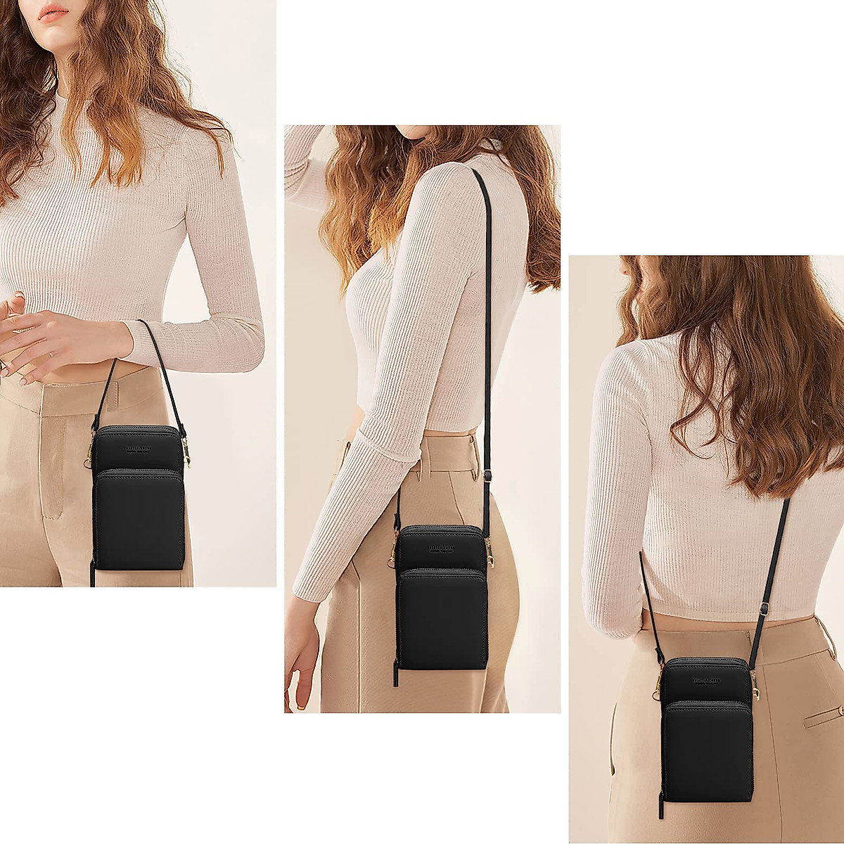 LassZone Women Small Cross Body Phone Bags Cell Phone Wallet Card Hold Purse Shoulder Bags with Two Straps