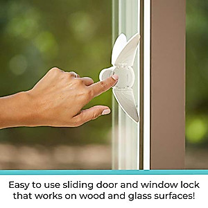 Toddleroo by North States Sliding Door & Window Lock | Safely Secure Sliding Window and Doors | No Tools Required | Works on Glass or Wood | Baby proofing with Confidence (1-Count, White)