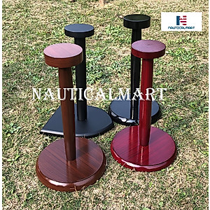 NauticalMart Medieval Armor Helmet DIsplay Stand Viking Norman Armor Spartan wooden display stand Stand in Black
