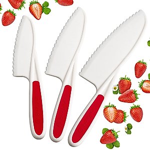 StarPack Kids Knife Set of 3 - Toddler Knife Set for Real Cooking - Montessori Knife for 2+ Year Olds - BPA-Free Nylon Knife For Kids - Serrated Edges