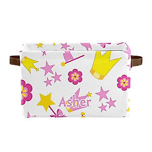 Deven A Lovely Princess Personalized Large Storage Baskets for Organizing Shelves with Handle,Closet Decorative Storage Bins for Toy, Bathroom,Nursery,Home 1 Pack