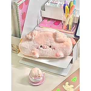 irLocy Cute Pig Pencil Case Kawaii Pencil Case Plush Pencil Pouch Fluffy Kawaii Aesthetic Supplies (pink)