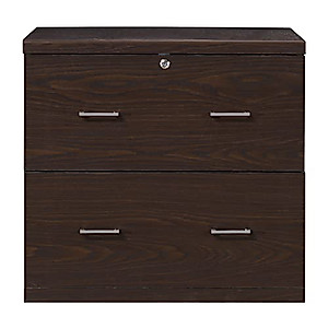 OSP Home Furnishings Alpine 2-Drawer File Cabinet with Locking Top Drawer and Lockdowel Fastening System, Lateral, Espresso