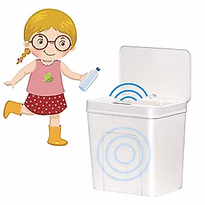 Kitchen Trash Can with Infrared Motion Sensor,Automatic Silent Open Close Lid for Bathroom Bedroom,Smart Electric Touchless Touch Free Handsfree Garbage Bin,Battery Operated Waste Container,3 Gallon