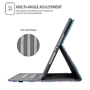 Case for iPad 9th/8th/7th Generation 10.2 Inch 2021/2020/2019 with Pencil Holder for Women Girls Adjust Angle View Case with Pocket/Hand Strap/Auto Wake/Sleep, Flowers Butterfly