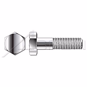 (50 pcs) M16-2.0 X 55mm, DIN 931 / ISO 4014, Metric, Hex Head Cap Screws Bolts, Part Thread, A4 Stainless Steel