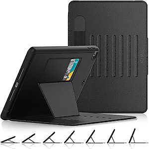 SEYMAC stock Case for iPad 9th/8th/7th Generation 10.2'', Strong Magnetic Auto Sleep Shockproof Case with Absorbing Multi-Angles Stand, Pen Holder, Card Slot (Black)