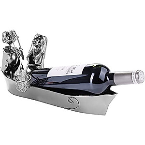 BRUBAKER Wine Bottle Holder Couple in Fishing Boat Sculptures and Figurines Decor Wine Racks and Stands Gifts Decoration