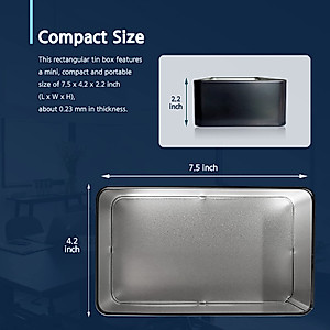 WEANOS Black Metal Tin Box Lids - Large Containers, Holder for Keeping Car Keys, Cookie, Pencil Case, 7.5 x 4.2 x 2.2 inch