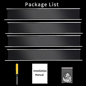 Febwind 4 Pack 24-Inch Long Clear Acrylic Floating Shelves Wall Ledge Invisible Wall Mounted Floating Bookshelf U Shape Wall Shelf for Book Display Makeup Product Spice Organizer