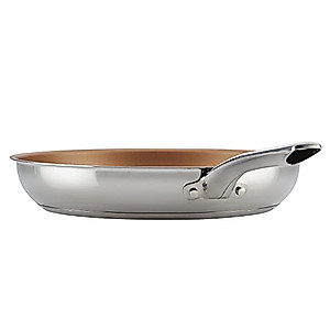 Ayesha Curry Home Collection Stainless Steel Nonstick Frying Pan Set / Fry Pan Set / Stainless Steel Skillet Set - 9.25 Inch and 11.5 Inch, Silver