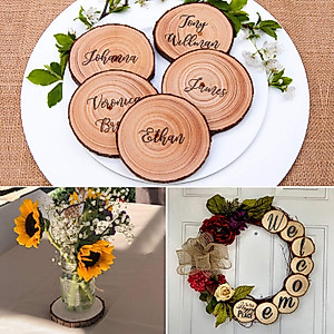 Natural Wood Slices 20Pcs 2.8-3.1 in Unfinished Wood Kit with Screw Eye Rings, Complete Wood Coaster, Wooden Circles for Crafts Wood Christmas Ornaments