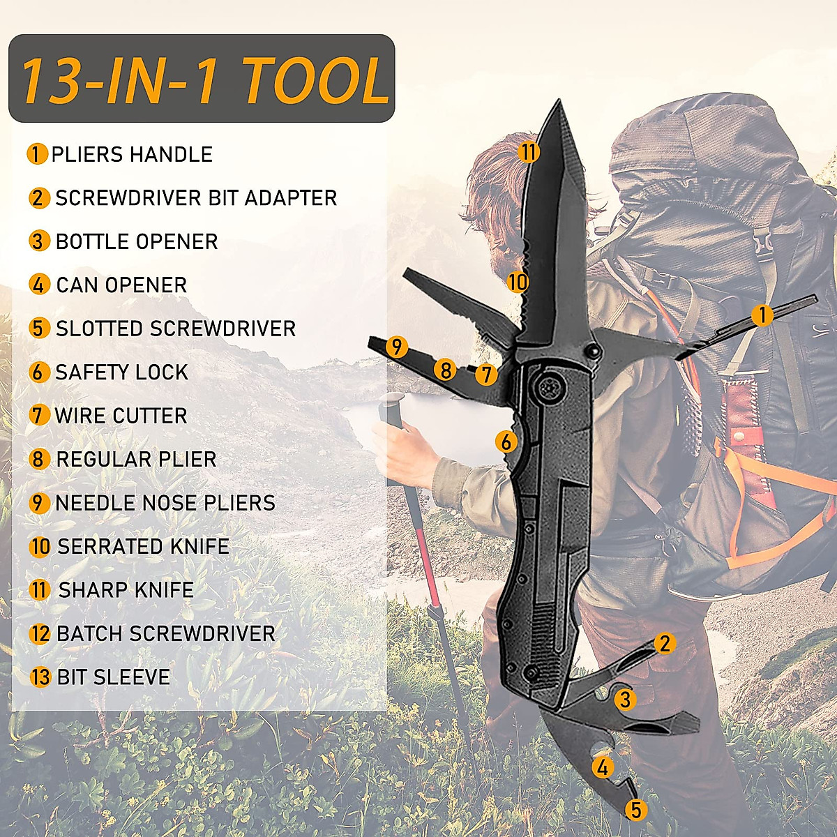 Vlipoeasn Men Gifts Box Birthday Gifts for Dad, Father, Men, Husband |Black and Gold Gift Set with 20 OZ Tumbler Cup, Knife, Coffee Soap, Birthday Card, Socks