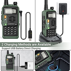 BaoFeng UV-S9 Plus 8W Ham Radio High Power Tri-Power Portable Two Way Radio with Extra 2200 mAh Battery,USB Charger Cable,Programming Cable,Speaker Mic Full Kit