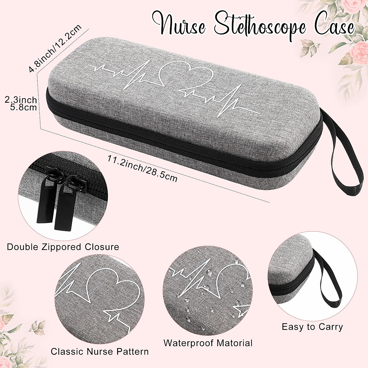 Teenyyou 7 Pcs Nurse Gift for Women Nursing Graduation Gift Set Include Nurse Tote Bag Stethoscope Case Nursing Ballpoint Pen Badge Reel Clipboard Glass Coffee Cup Keychain(Gray,Vintage Style)