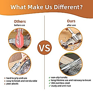 3Pieces Fish Scaler Remover Cleaner Fish Scaler Brush With Stainless Steel Sawtooth Easily Remove Fish Scales-Cleaning Brush Scraper For Chef And Home Cooks Kitchen Fish Cleaning Seafood Tools