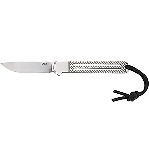 CRKT Testy Fixed Blade Knife with Sheath: Lightweight Everyday Carry, Textured Stainless Steel Handle, Glass Reinforced Nylon Sheath 7524,Silver